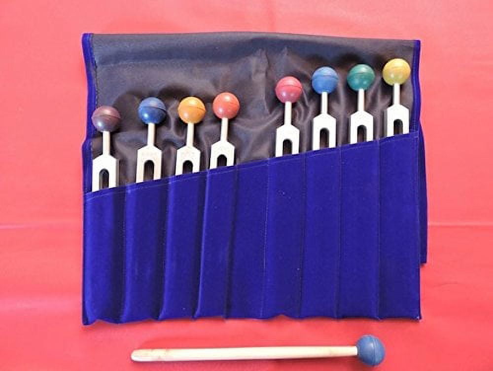 Chakra Tuning Forks Set - 9 Weighted Tuning Forks With Colored Chakra ...