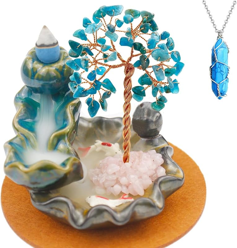 Chakras Backflow Incense Burner, Crystal Tree Incense Waterfall ...