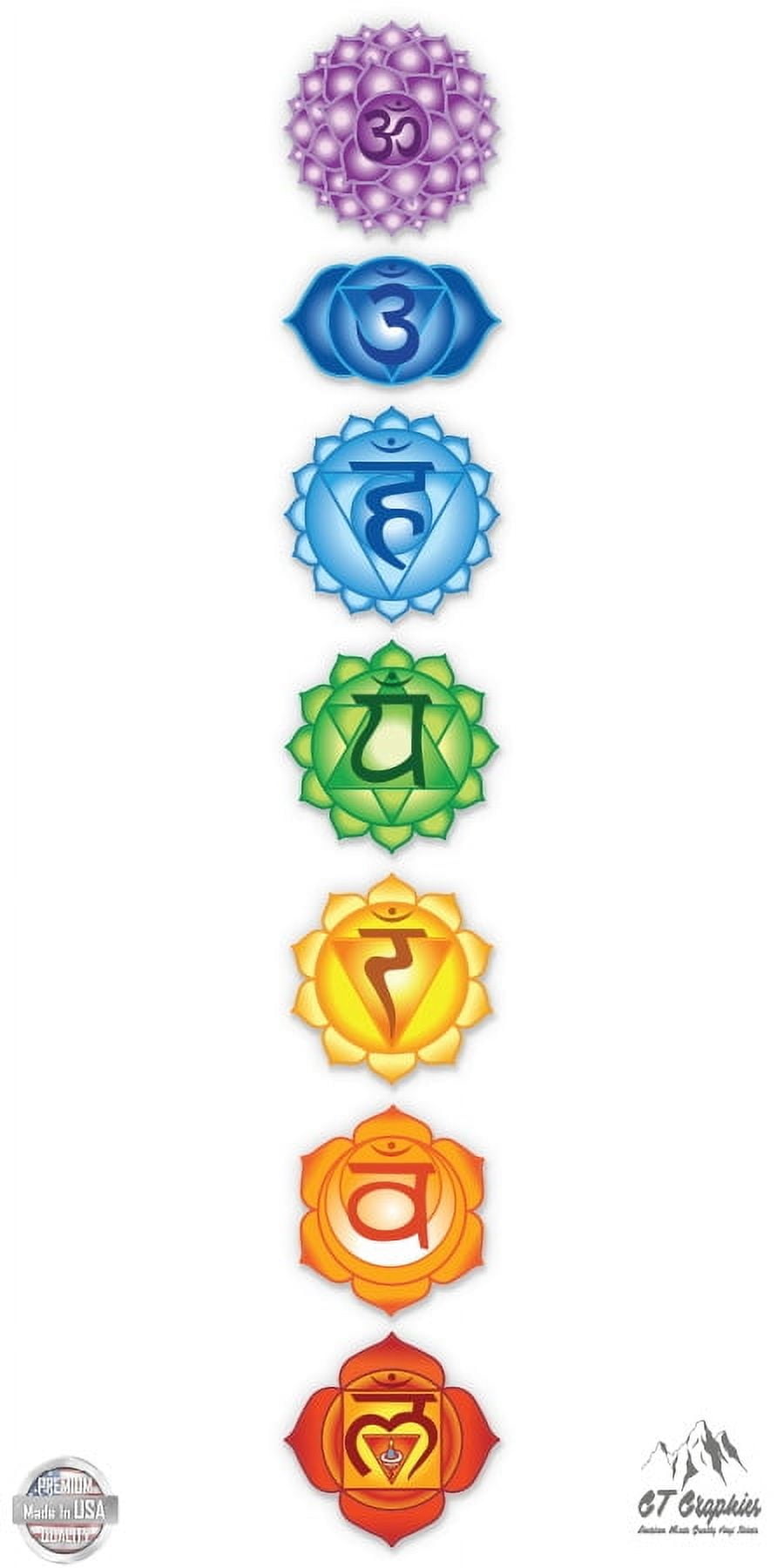 Chakras Set of 7 - 9" Total Sheet Area - Vinyl Stickers - For Car ...