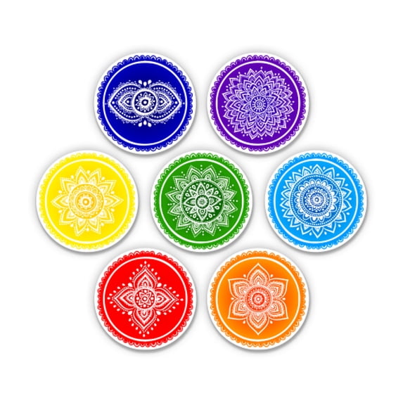 Chakras Set of 7 Yoga Spiritual - 8" Vinyl Sticker - For Car Laptop I ...