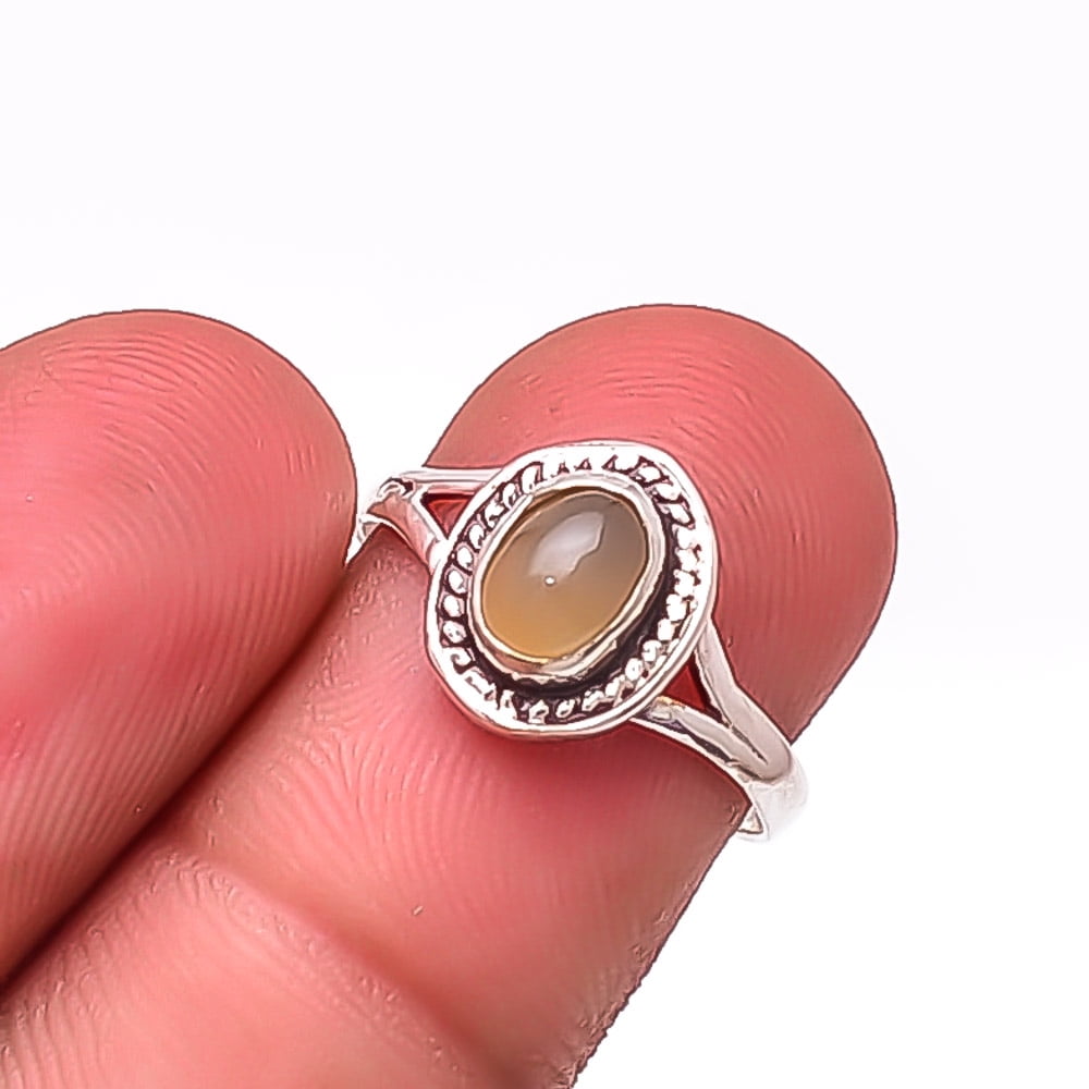 Chalcedony - Brazil Gemstone 925 Sterling Silver Handmade Ring S.7 R29 ...