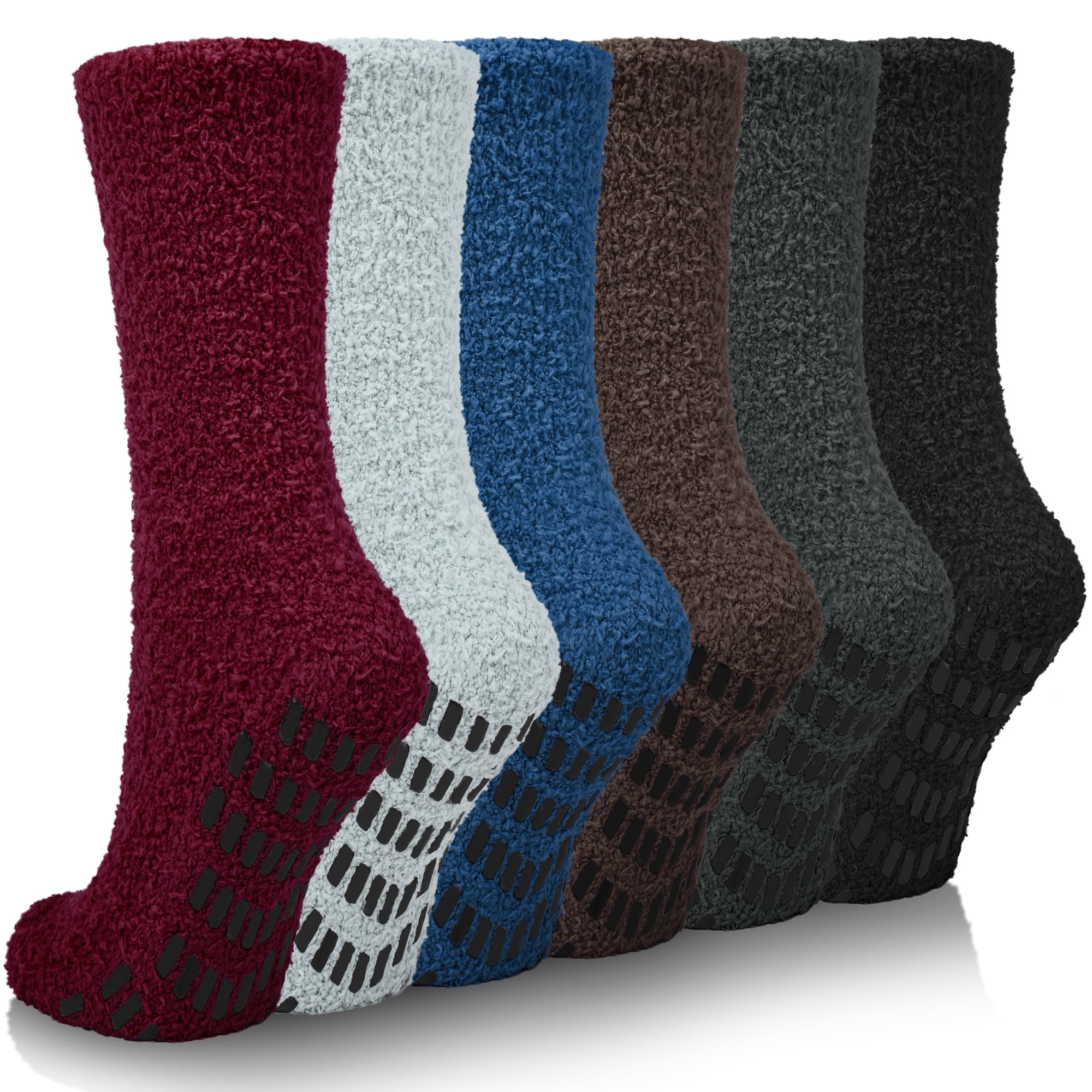 KOITHOT 6 Pack Men Fuzzy Socks Warm Winter Soft Fluffy Cozy Slipper ...
