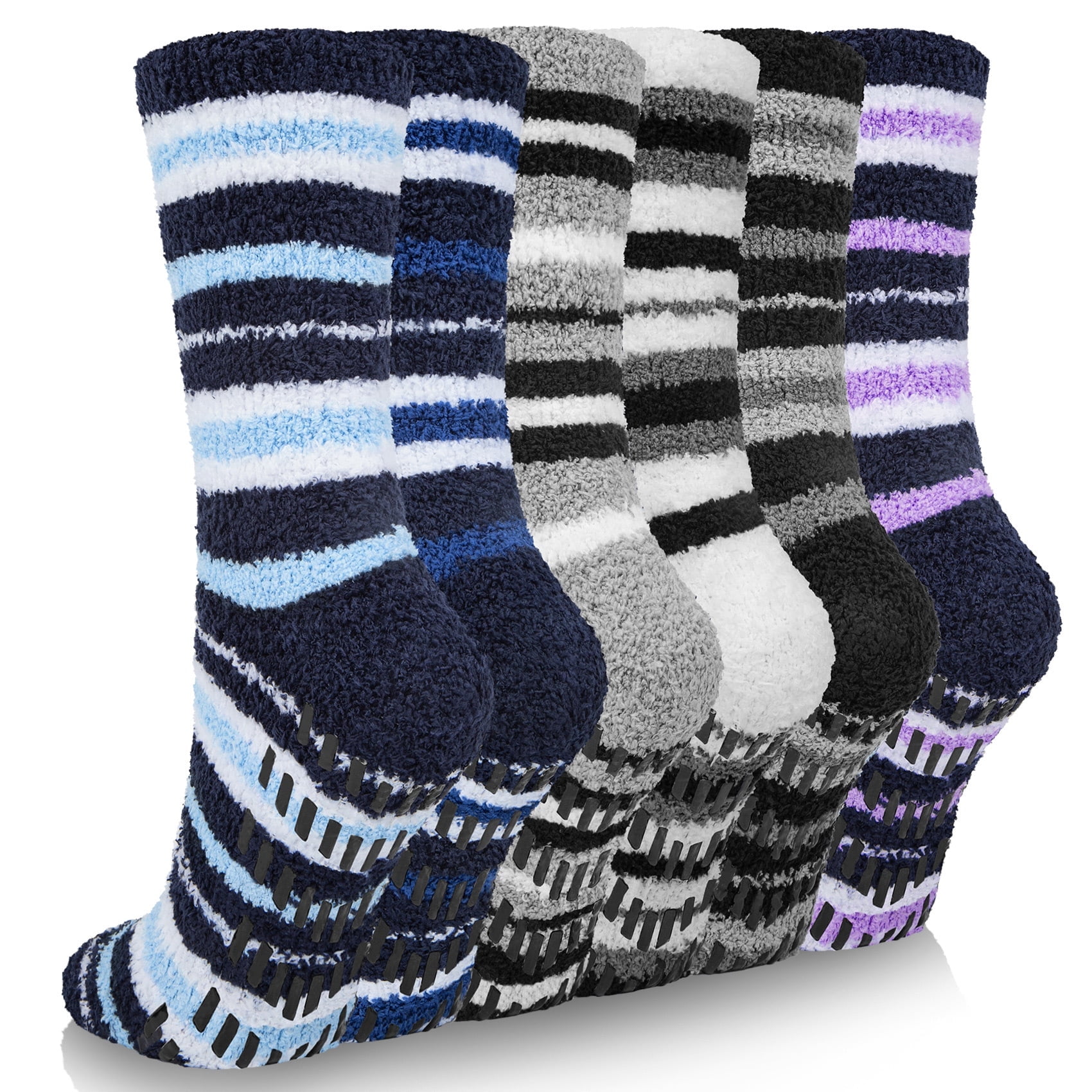 KOITHOT 6 Pack Men Fuzzy Socks Warm Winter Soft Fluffy Cozy Slipper Fleece Socks for Men ...