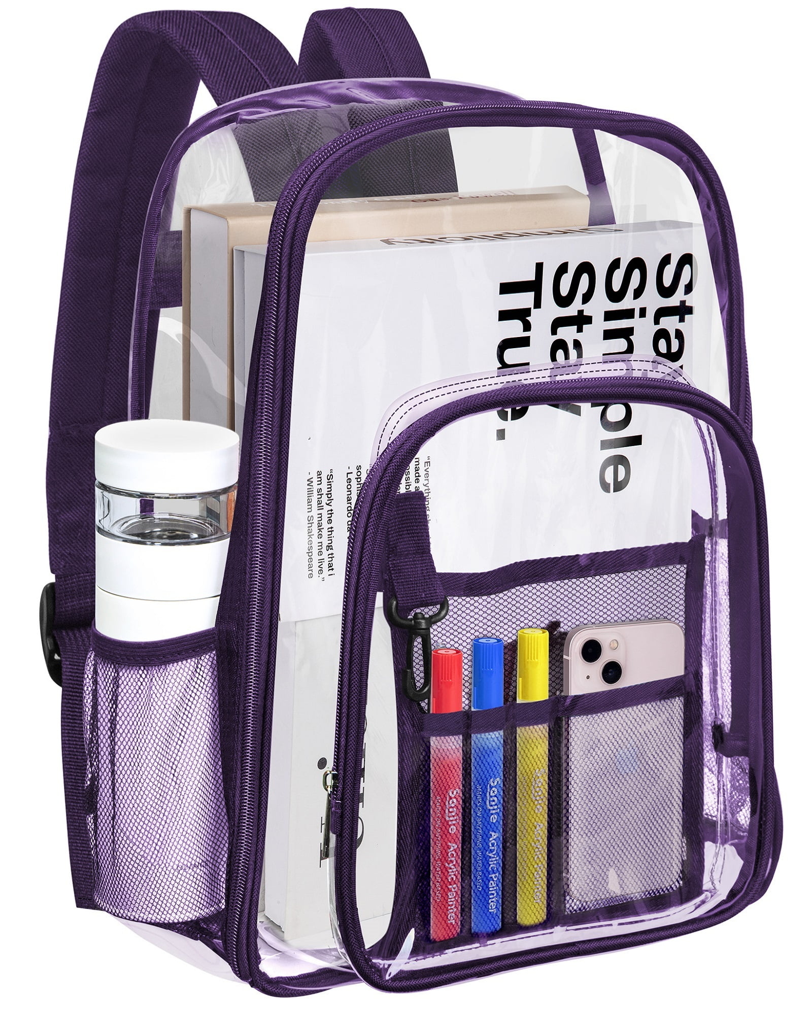 KOITHOT Heavy Duty Clear Backpacks Large Capacity Transparent ...