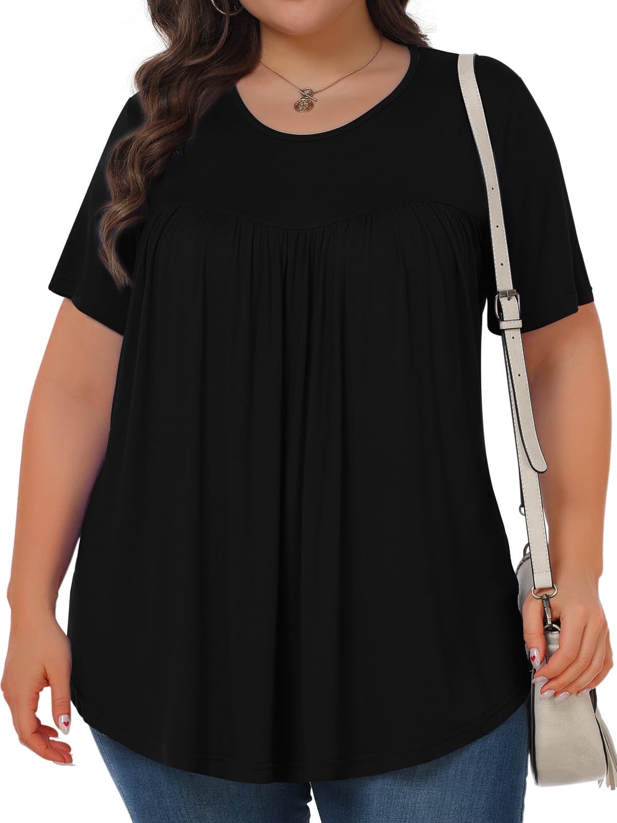 KOITHOT Womens Plus Size Tops Tunic Short Sleeve Crew Neck Shirts ...