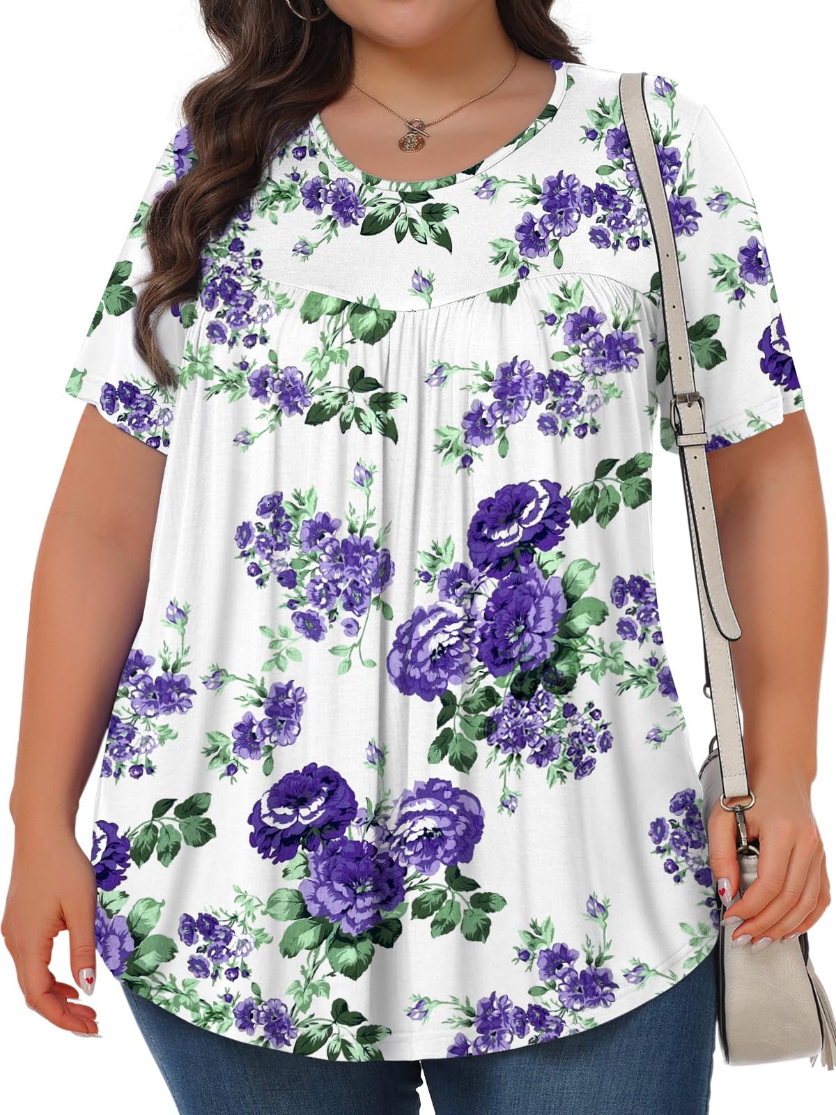 Chalesta Womens Plus Size Tops Tunic Short Sleeve Crew Neck Shirts ...