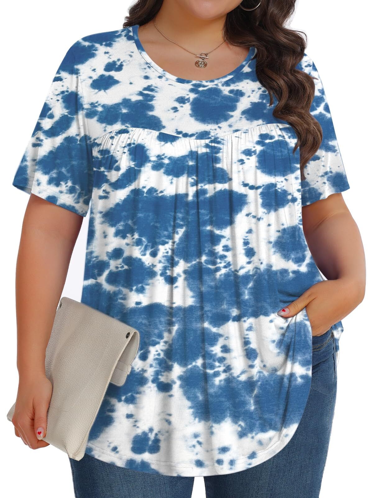 Chalesta Womens Plus Size Tops Tunic Short Sleeve Crew Neck Shirts ...