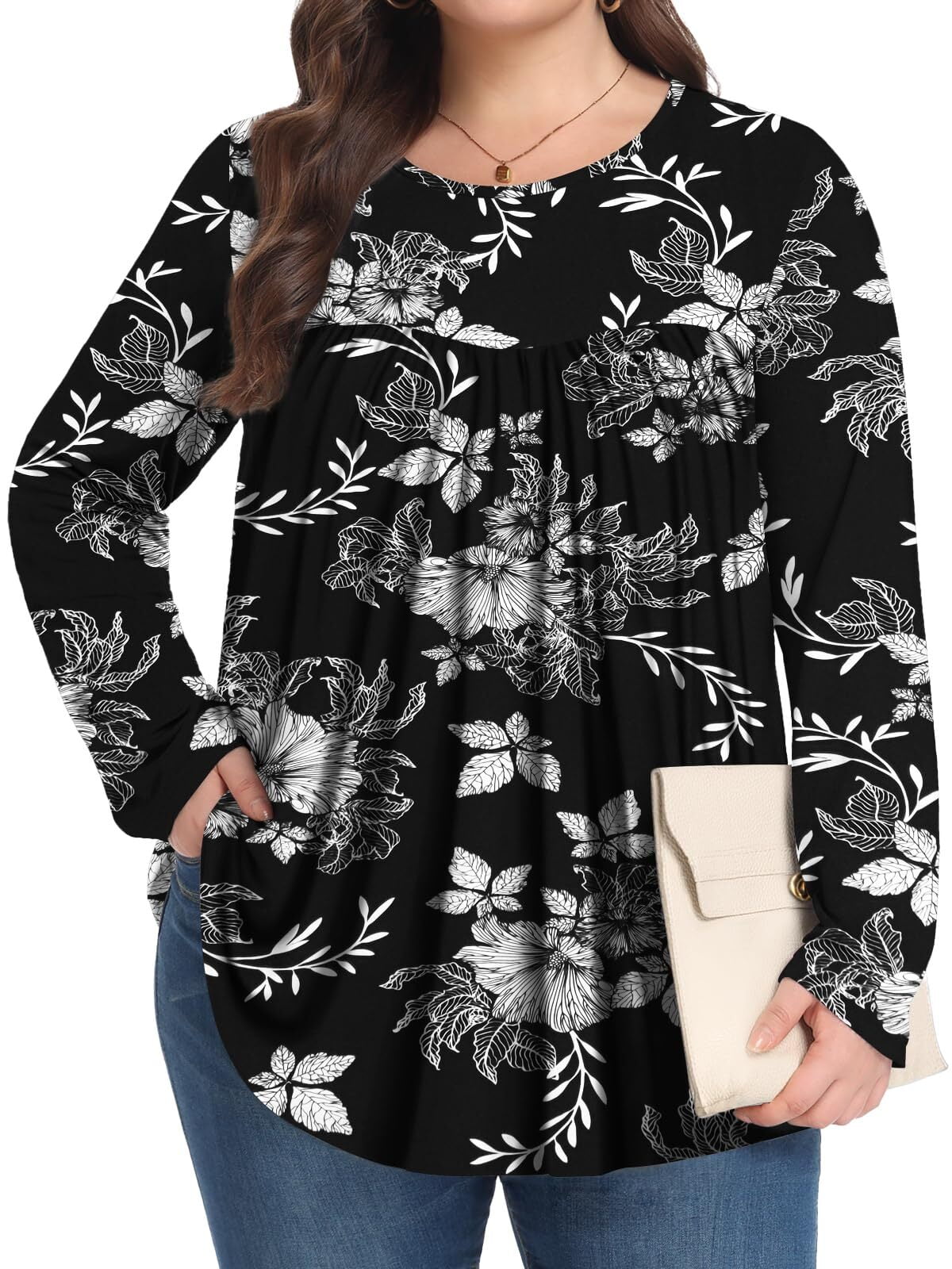 KOITHOT Womens Plus Size Tops Tunic Short Sleeve Crew Neck Shirts ...