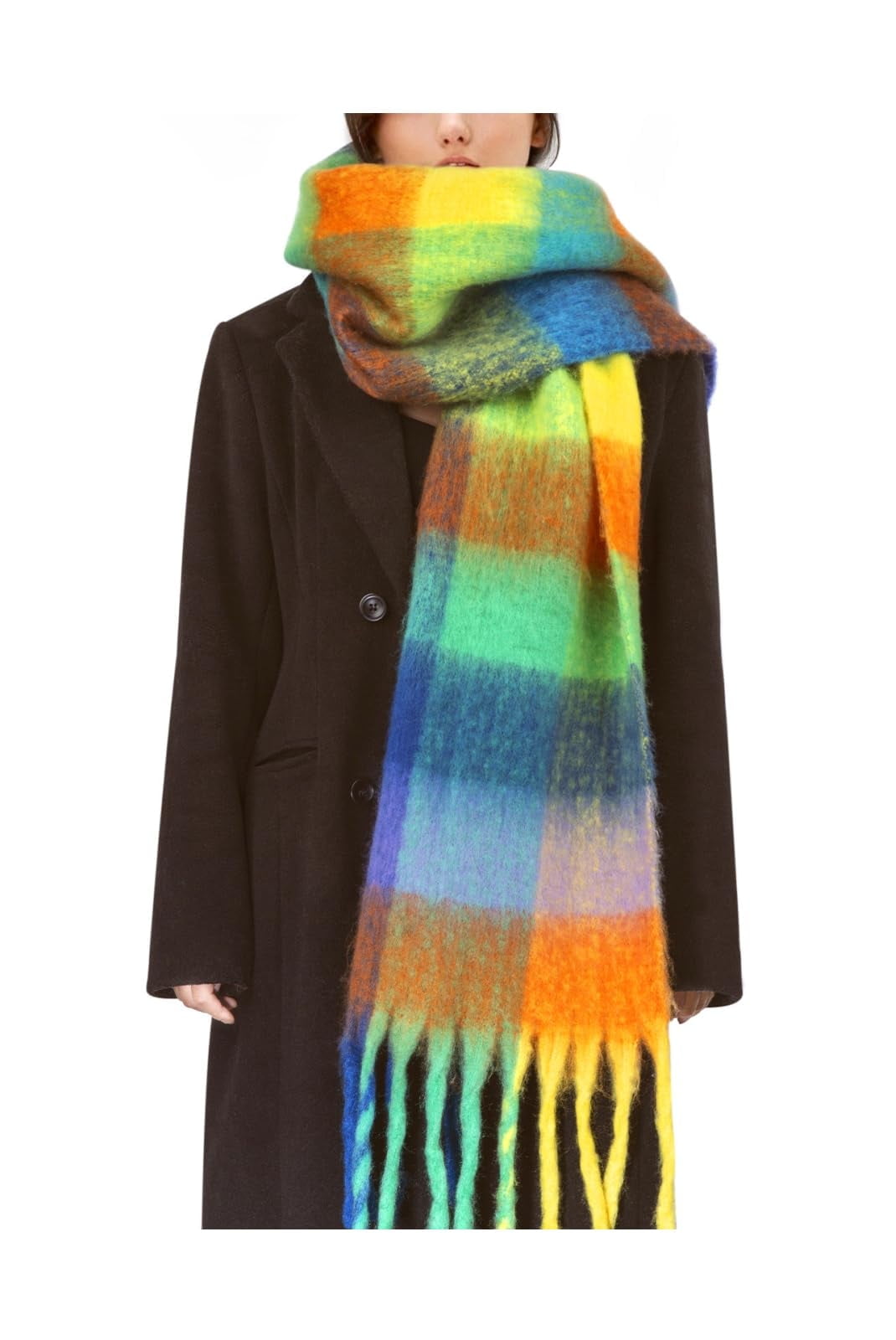 Chalesta Winter Womens Scarf, Big Coloured Checked Soft Thick Warm ...