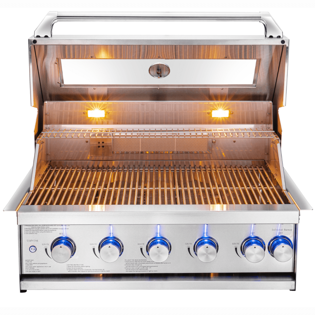 Chaleur Grill, Premium Built in BBQ Gas Grill 33" Glass View 5 Burners ...