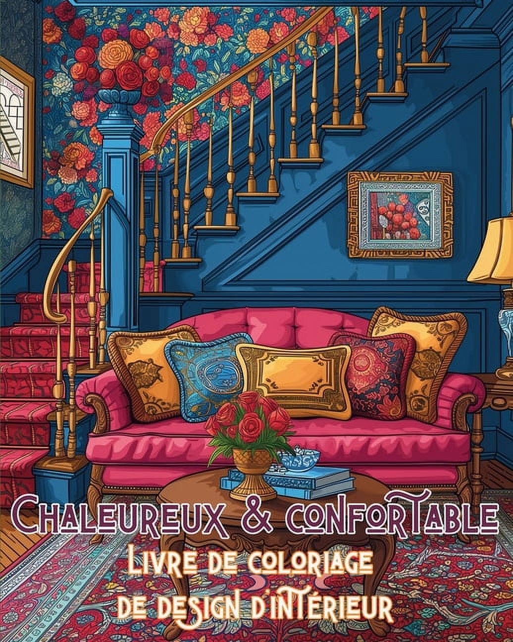 Chaleureux et confortable Livre de coloriage de design d'intérieur ...