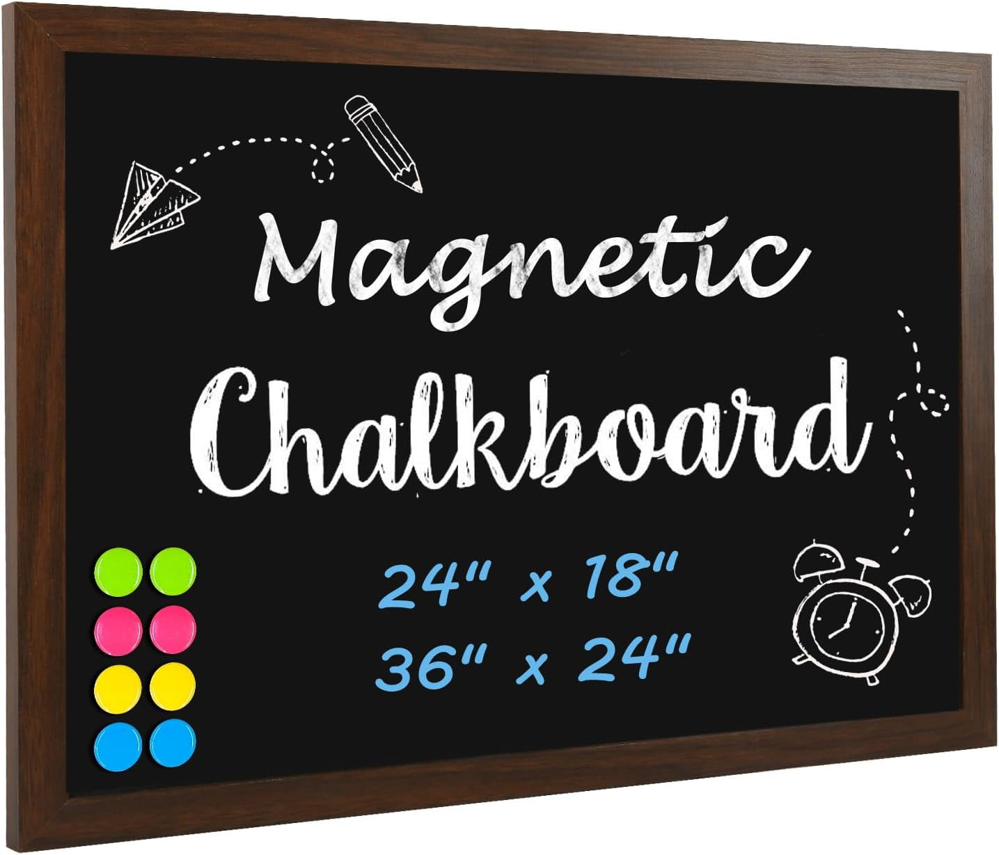 Chalk Board 18" x 24", Magnetic Chalkboard for Wall Rustic Blackboard ...