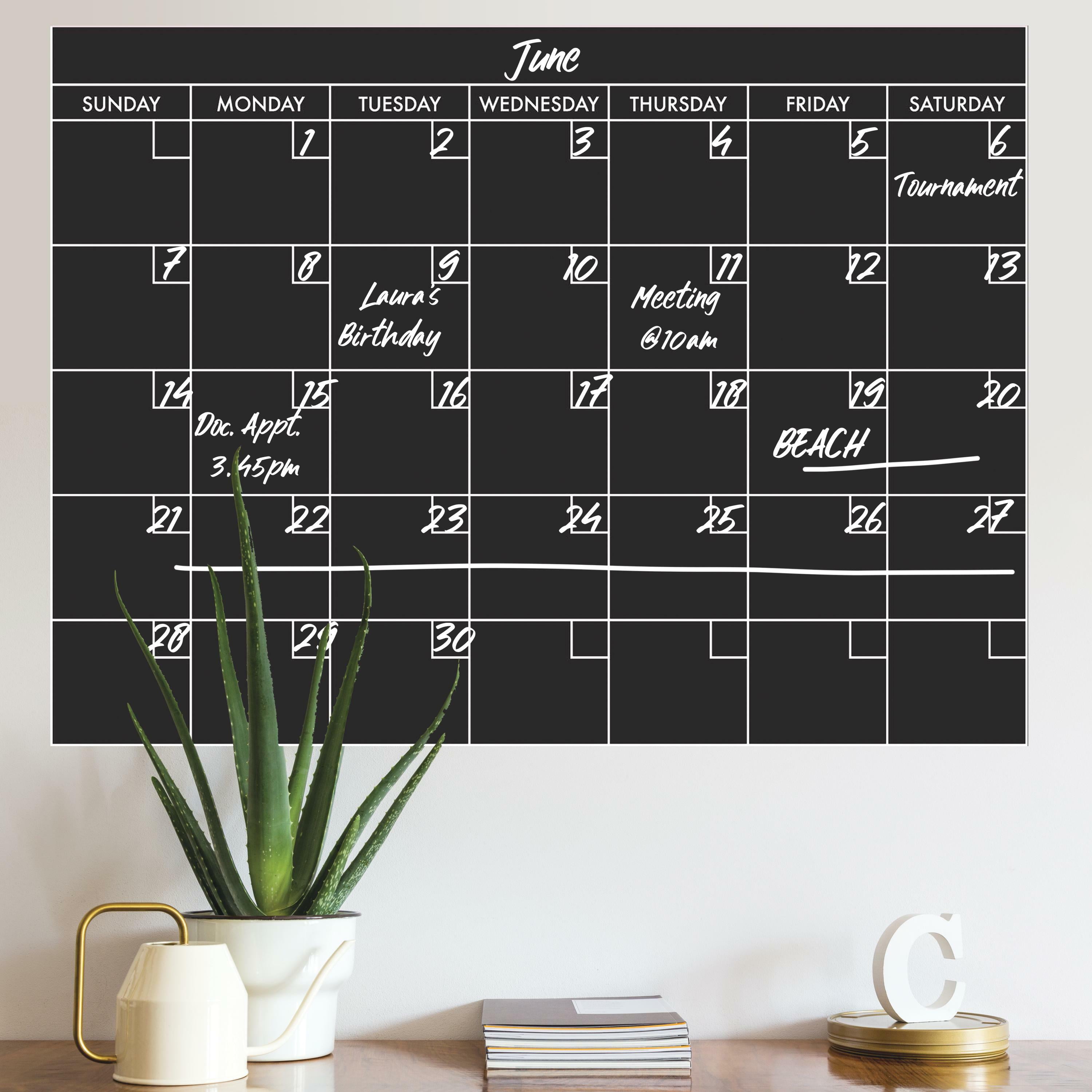 Chalk Calendar Peel And Stick Giant Wall Decal - Walmart.com