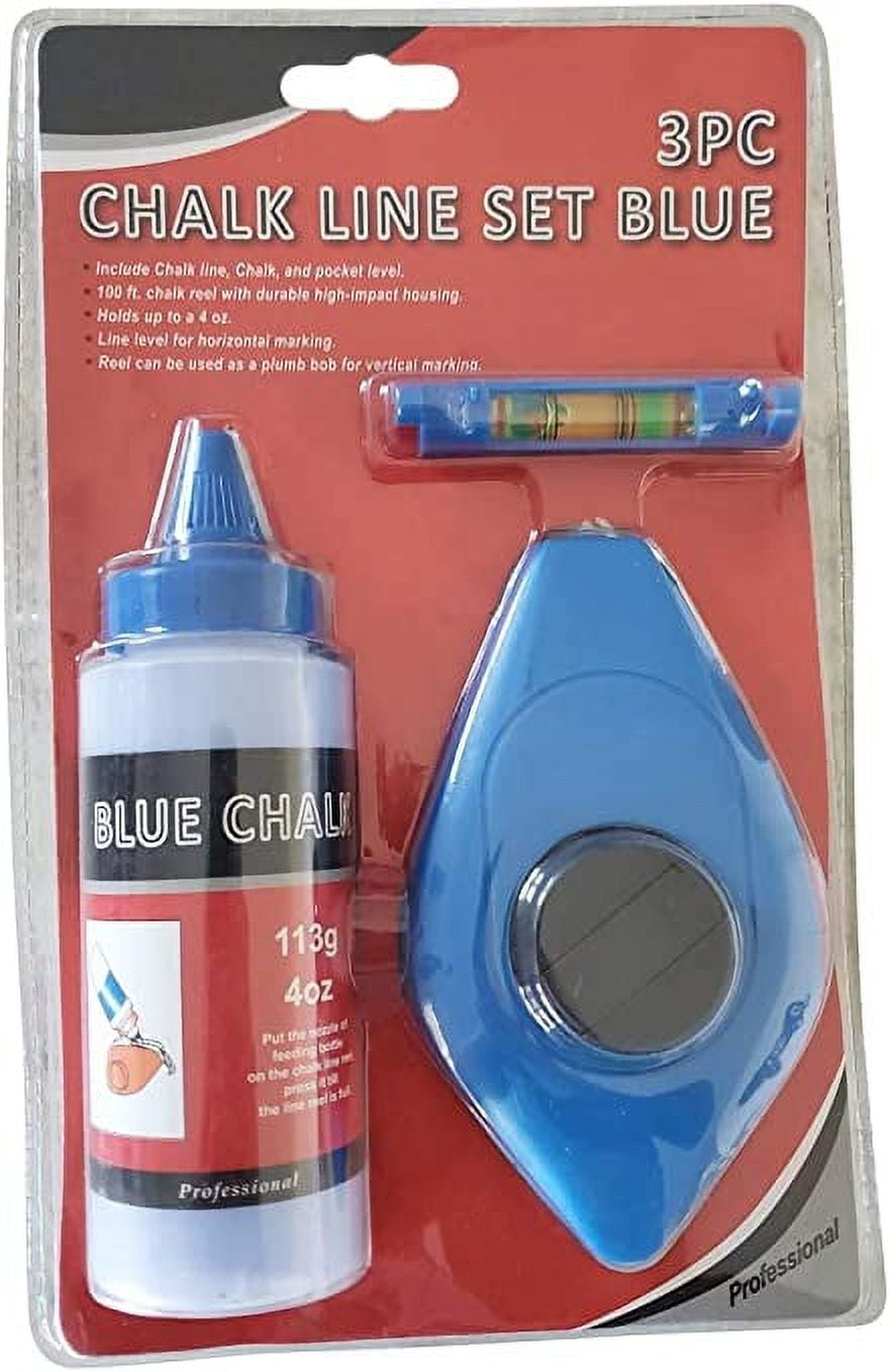 EZ Travel Distribution Chalk Line Reel Level, 3-Piece Set with Blue ...