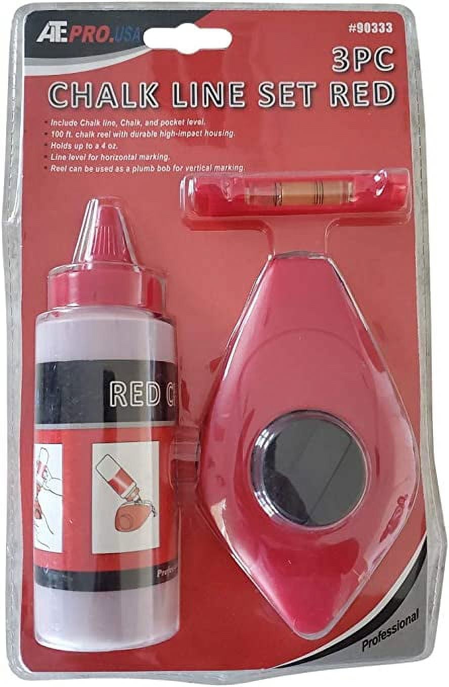 Chalk Line Reel Level and Powder Chalk Set (RED CHALK) - Walmart.com
