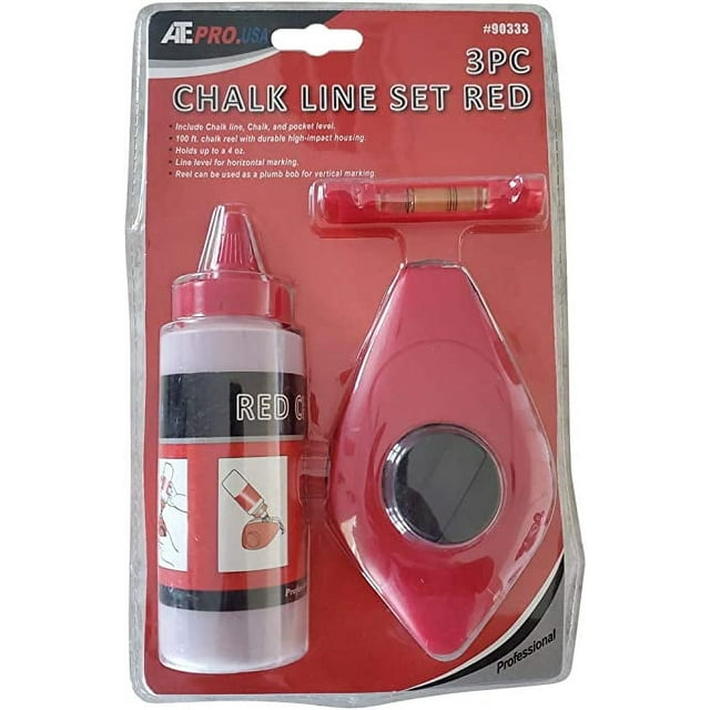 Chalk Line Reel Level and Powder Chalk Set (RED CHALK) - Walmart.com
