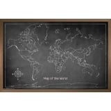 Chalk Map - World Wall Poster, 14.725" x 22.375", Framed - Walmart.com