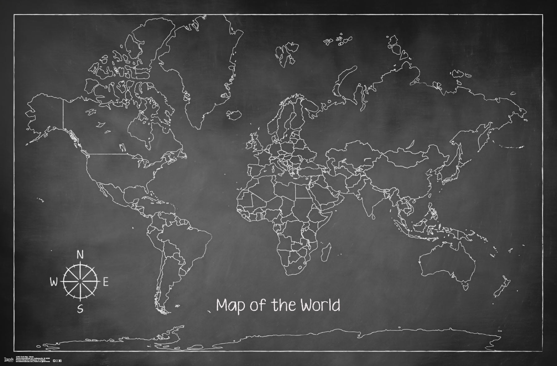 Us Maps For Wall 2022 Swiftmaps 24" X 36" World Map Contemporary ...
