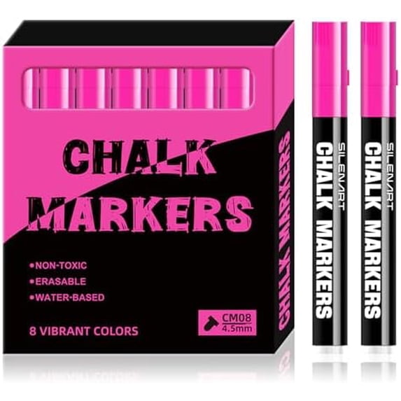 Chalk Markers Pink 8 Pack - Vibrant Chalkboard Marker for Blackboard ...