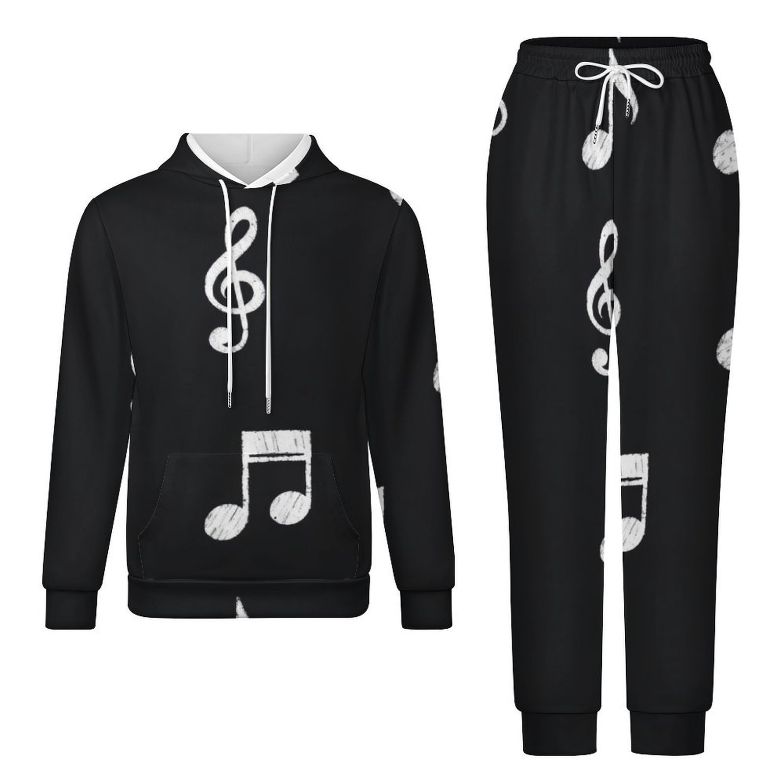 Chalk Music Notes Hoodie Pant Suits Men Women Hooded Sweatshirts Outfit ...