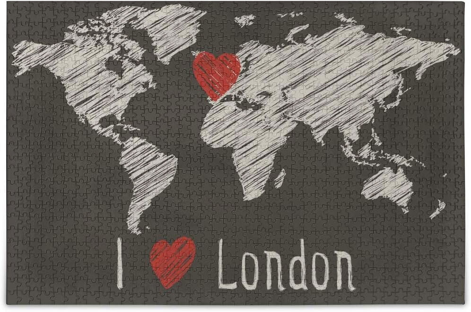 Chalk World Map I Iove London Jigsaw Puzzles for Adults 1000 Pieces Fun ...