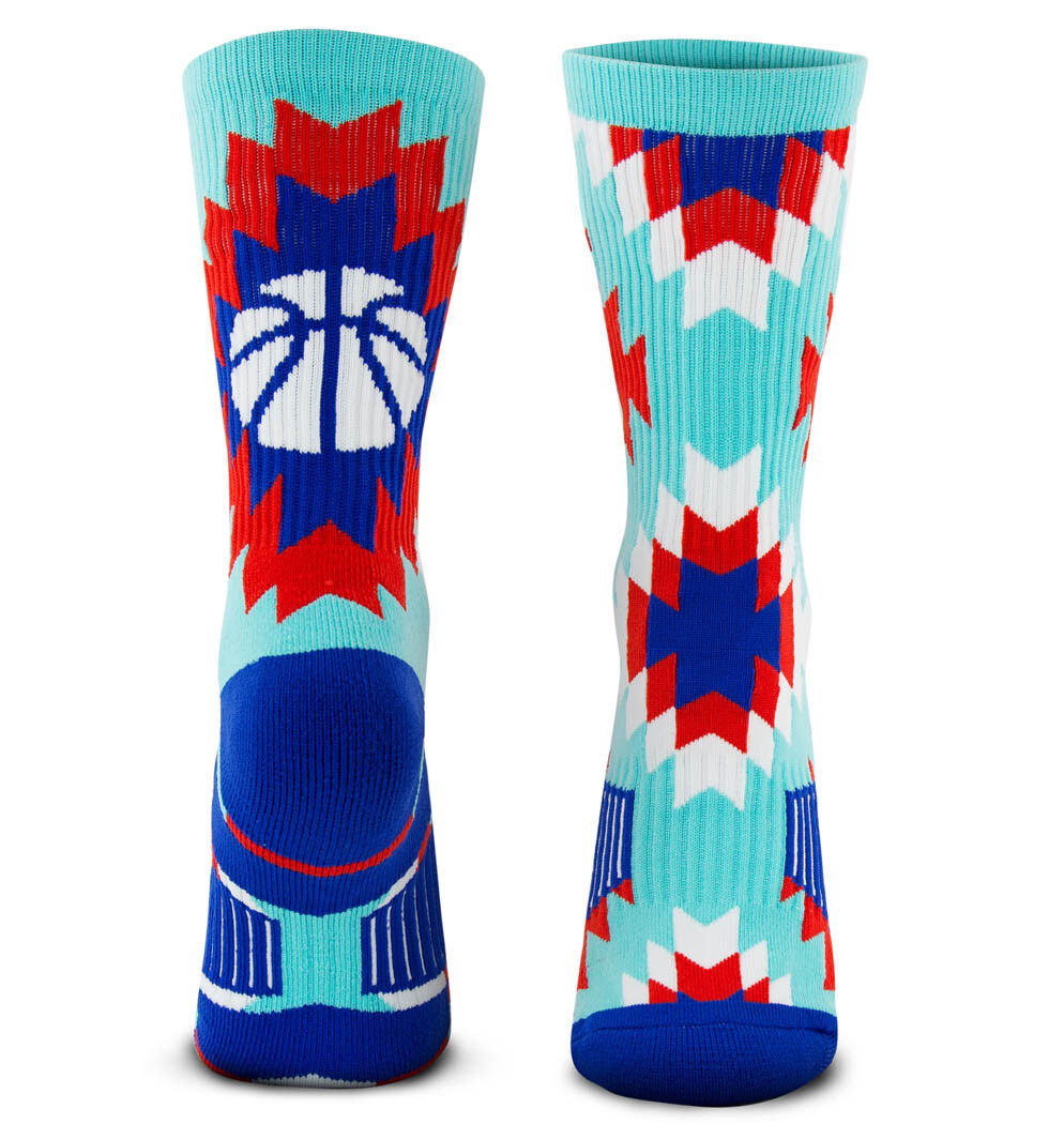 ChalkTalkSPORTS Basketball Woven Mid-Calf Socks - Aztec (Blue/Green ...