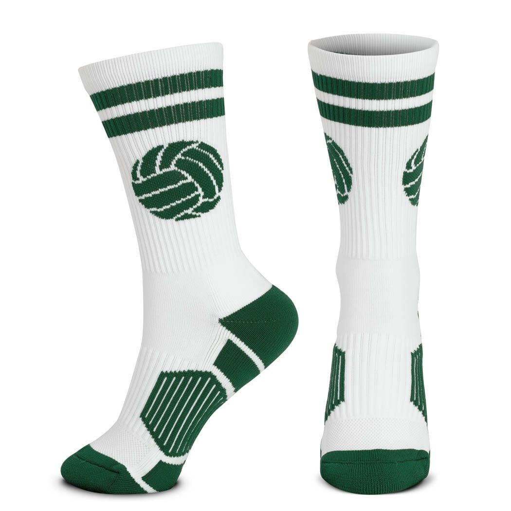 ChalkTalkSPORTS Volleyball Woven Mid-Calf Socks - Ball (White/Green ...