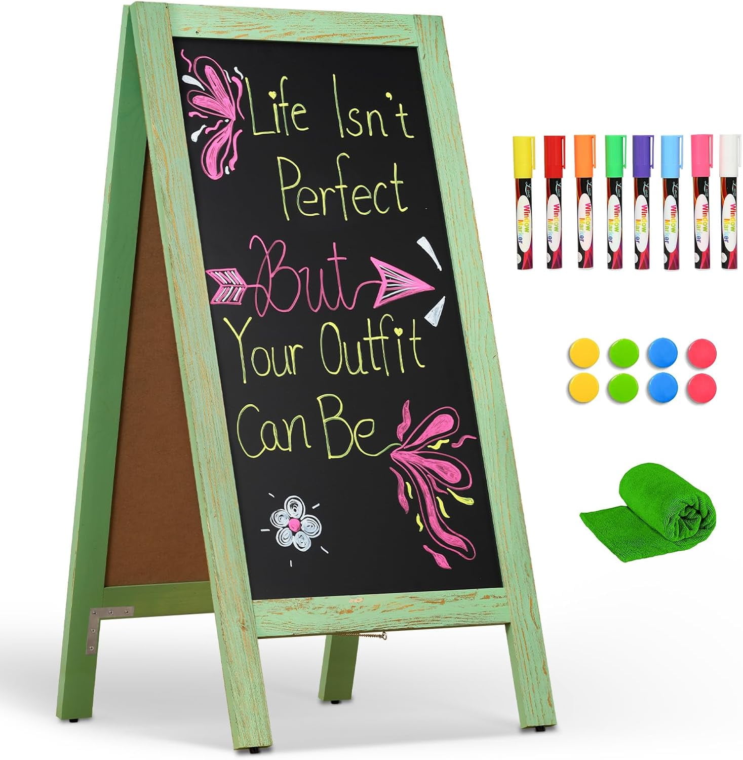 Chalkboard 40" x 20", Double Sided Chalk Board Sign Board Freestanding ...
