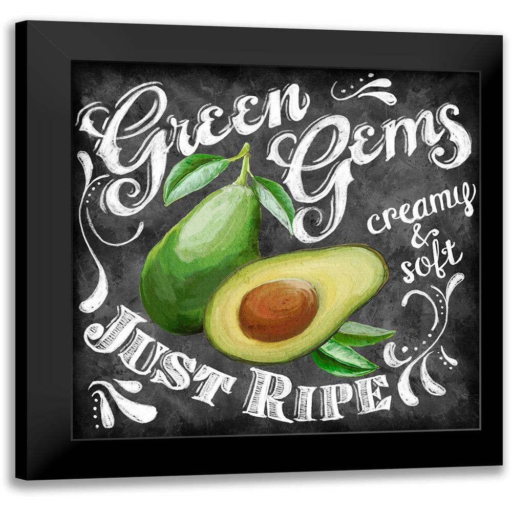 Chalkboard Avocado 12x12 Black Modern Framed Museum Art Print Titled ...