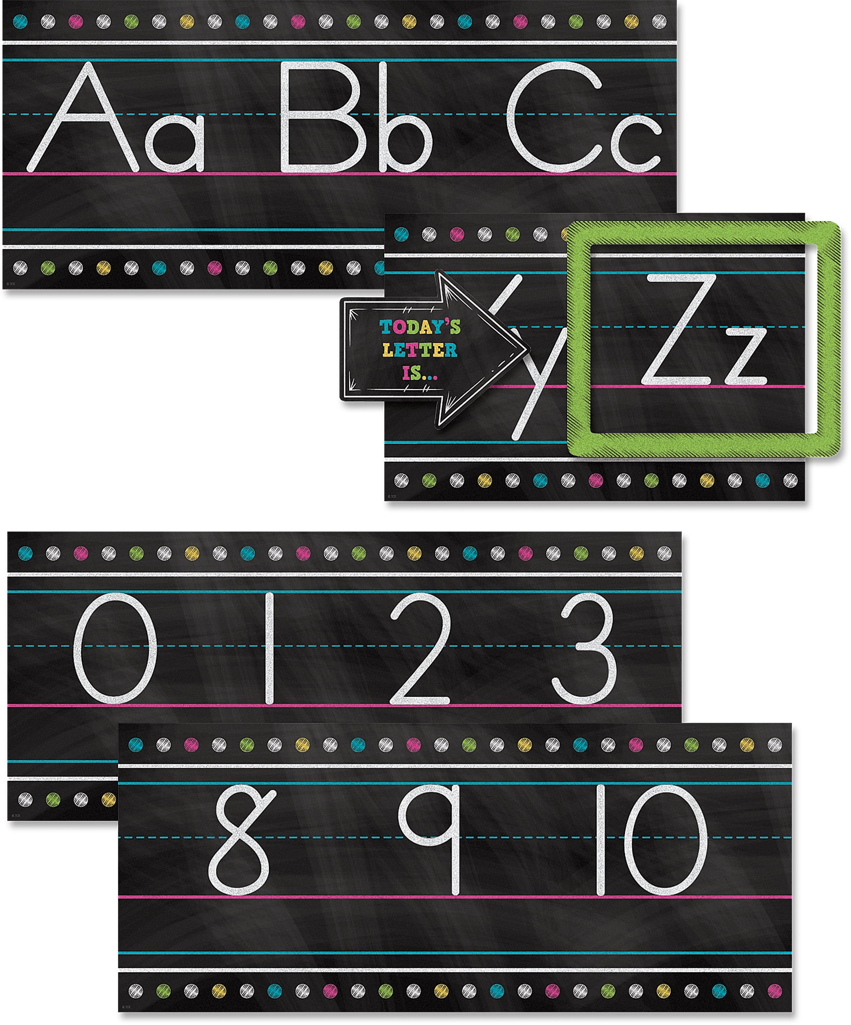 Chalkboard Brights Alphabet Line Bulletin Board Set - Walmart.com