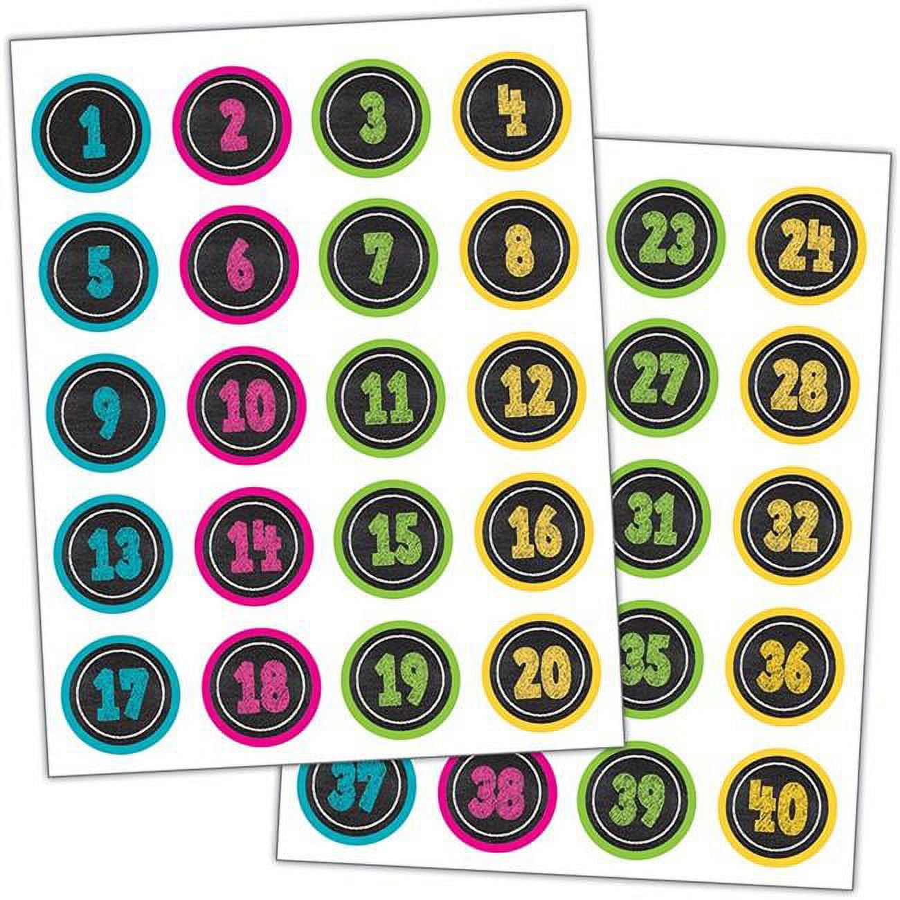 Chalkboard Brights Numbers Stickers - Pack of 6 - Walmart.com