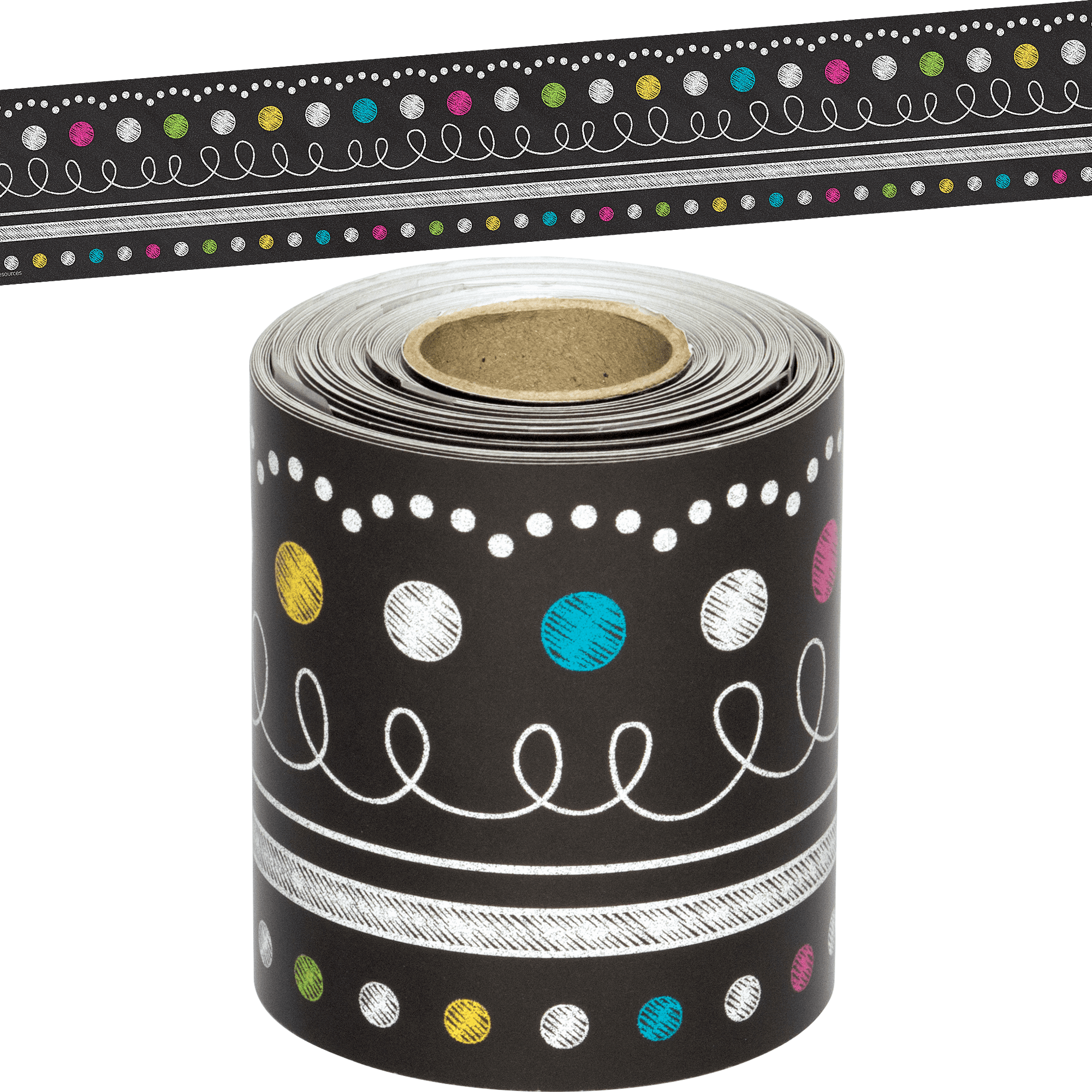 Chalkboard Brights Straight Rolled Border Trim - Walmart.com