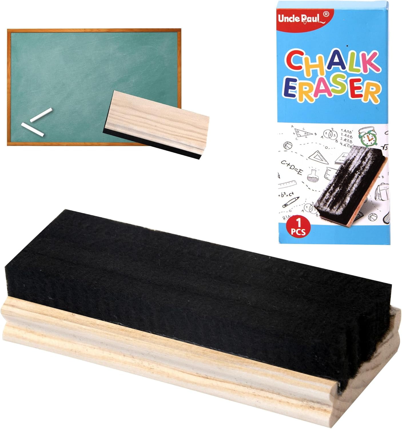 Chalkboard Eraser - Campus Style Pine Wood Blackboard Cleaner ...