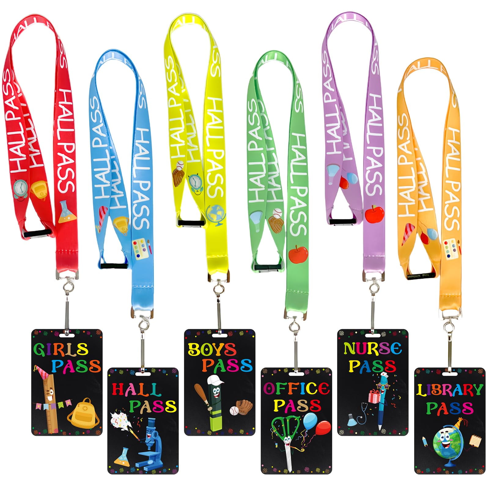 School Lanyard Passes Classroom Hall Pass Lanyards Set Of 6 - Terrazzo ...