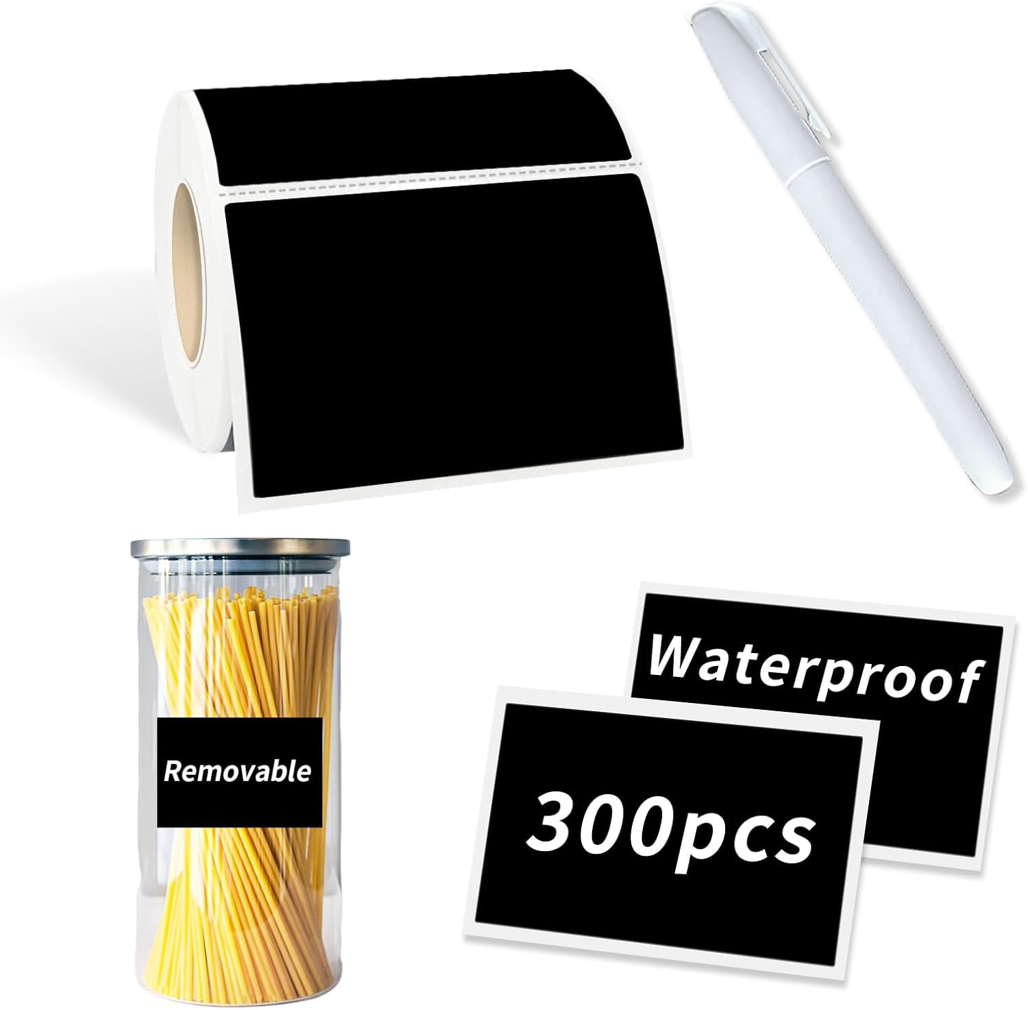 Chalkboard Labels,300 Pcs 2.4x1.6inch Square Label Chalk Stickers with ...