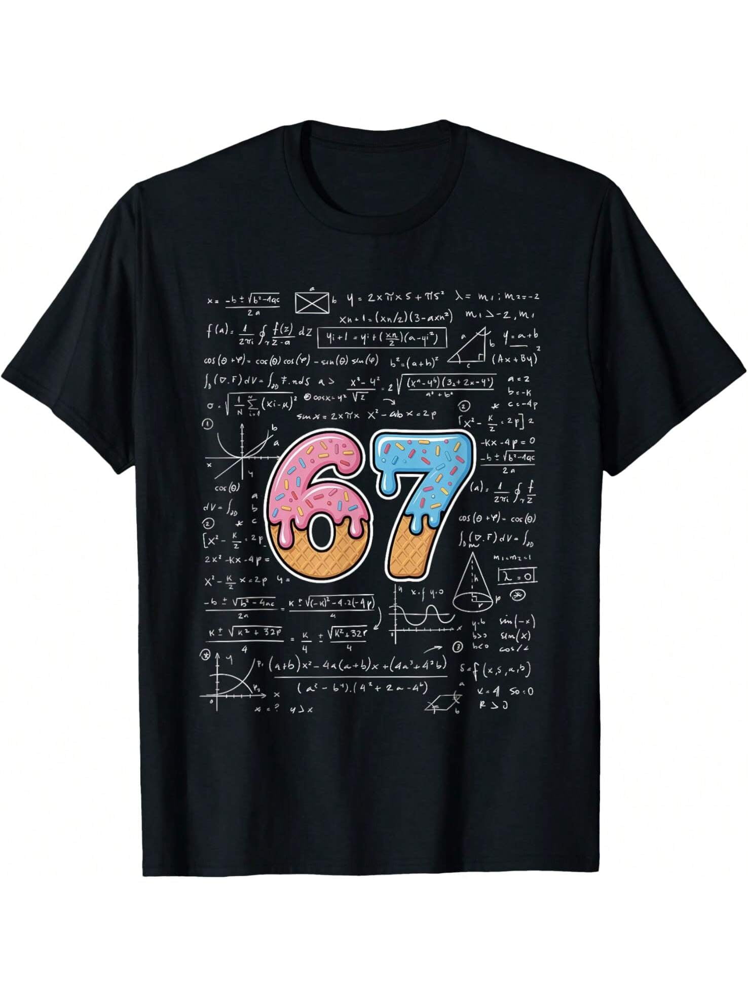 Chalkboard Math Equations 67 Ice Cream Drip Teacher Unisex Short Sleeve ...