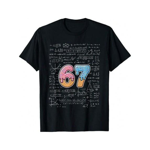 Chalkboard Math Equations 67 Ice Cream Drip Teacher Unisex Short Sleeve ...