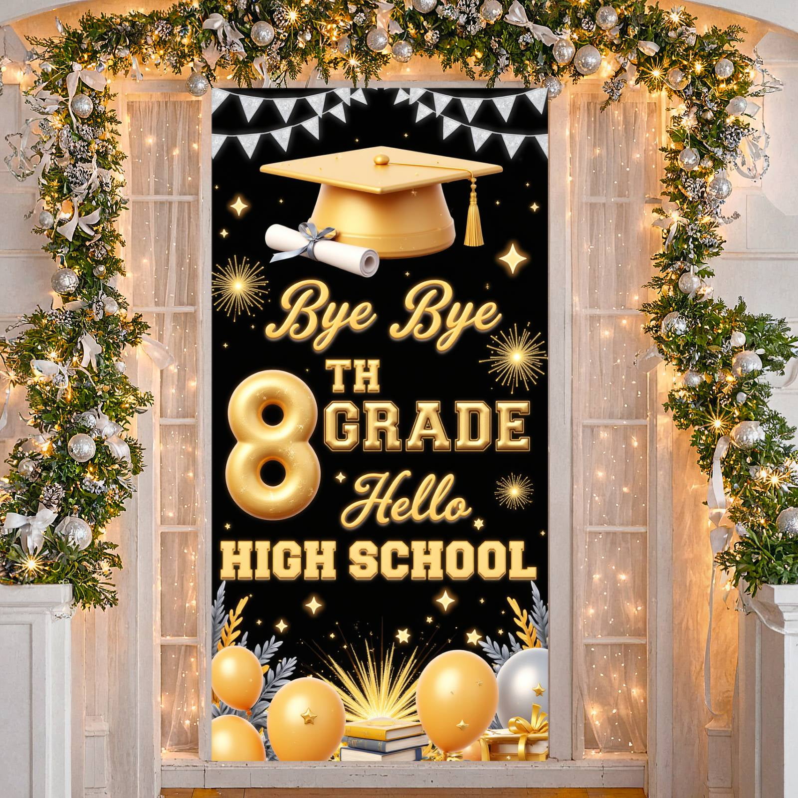 Chalkboard Next Stop High School Banner Hand-drawn Design Graduation ...