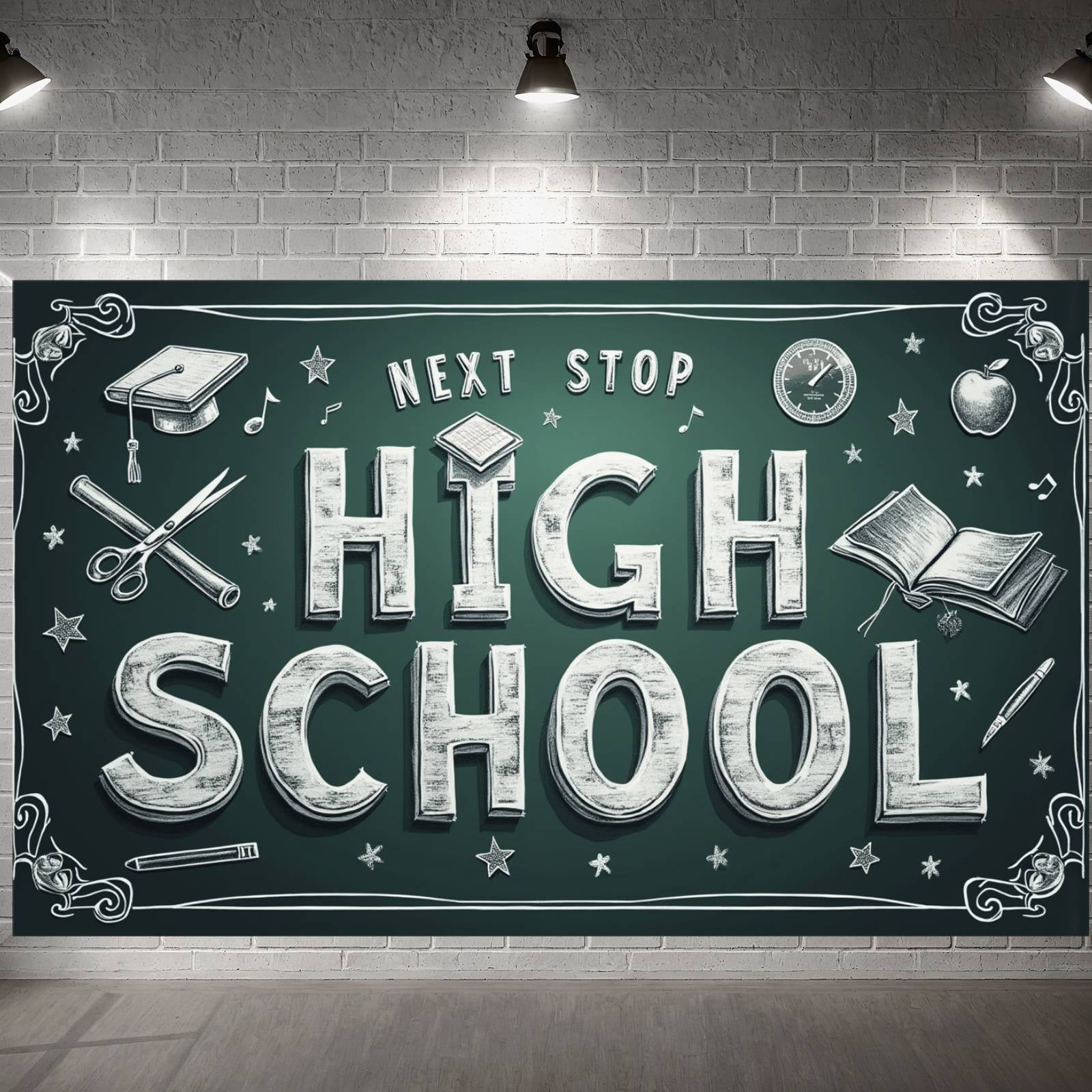 Chalkboard Style High School Banner Hand-drawn Design Graduation ...