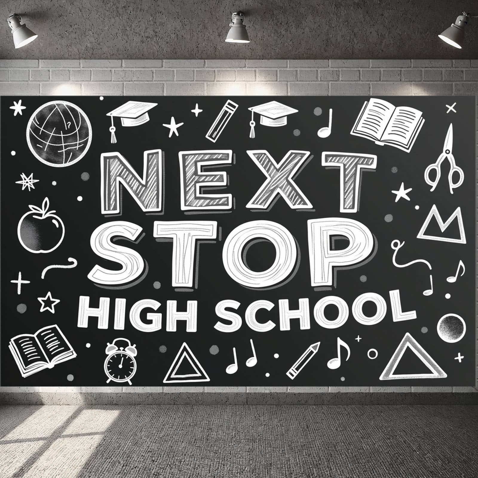 Chalkboard Style Next Stop High School Banner Hand-drawn Design High ...