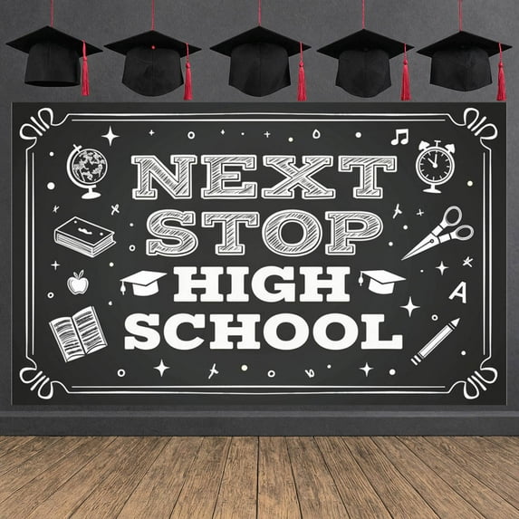 Chalkboard Style Next Stop High School Banner Hand-drawn Design High ...