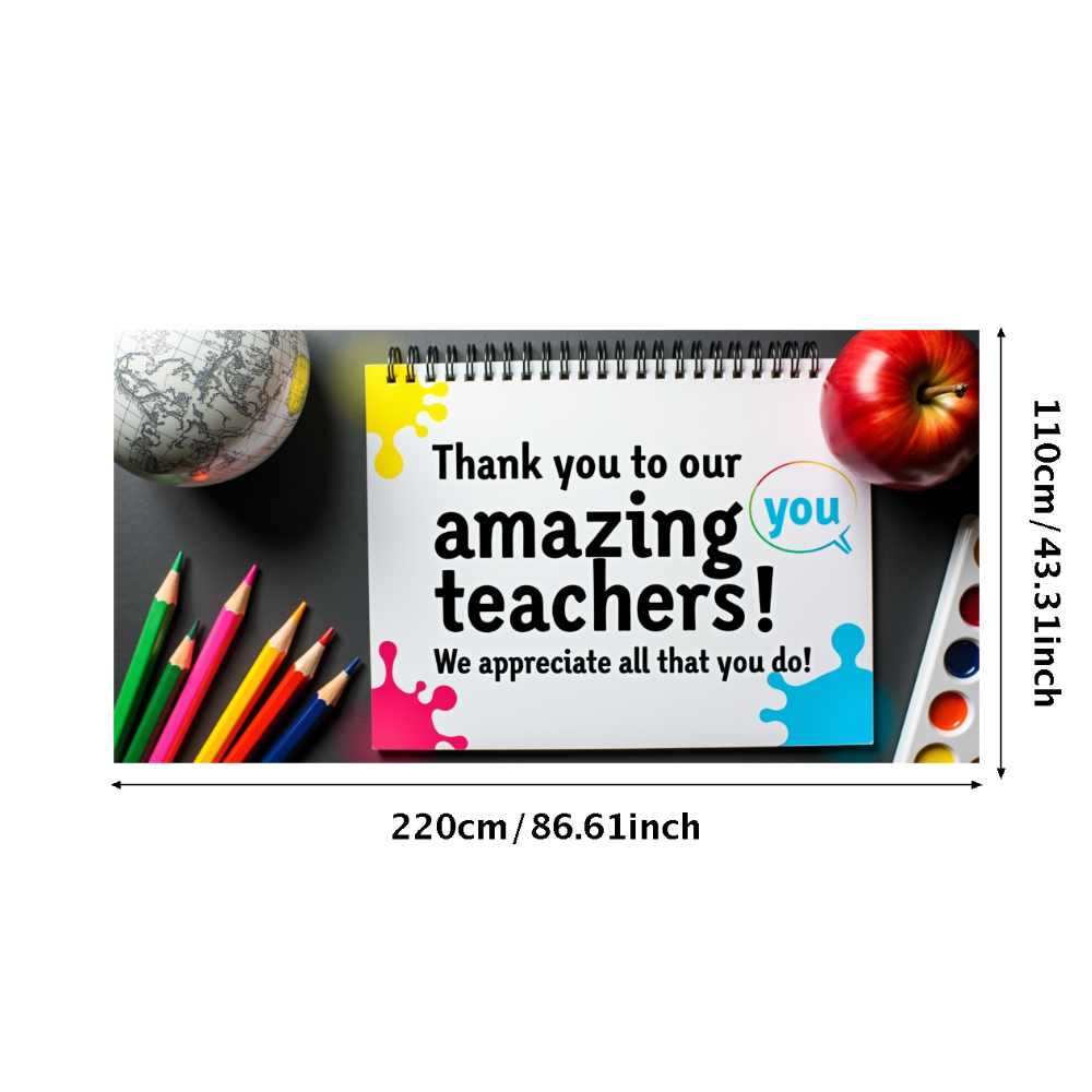 Chalkboard Style Thank You Teachers Banner with School Elements ...