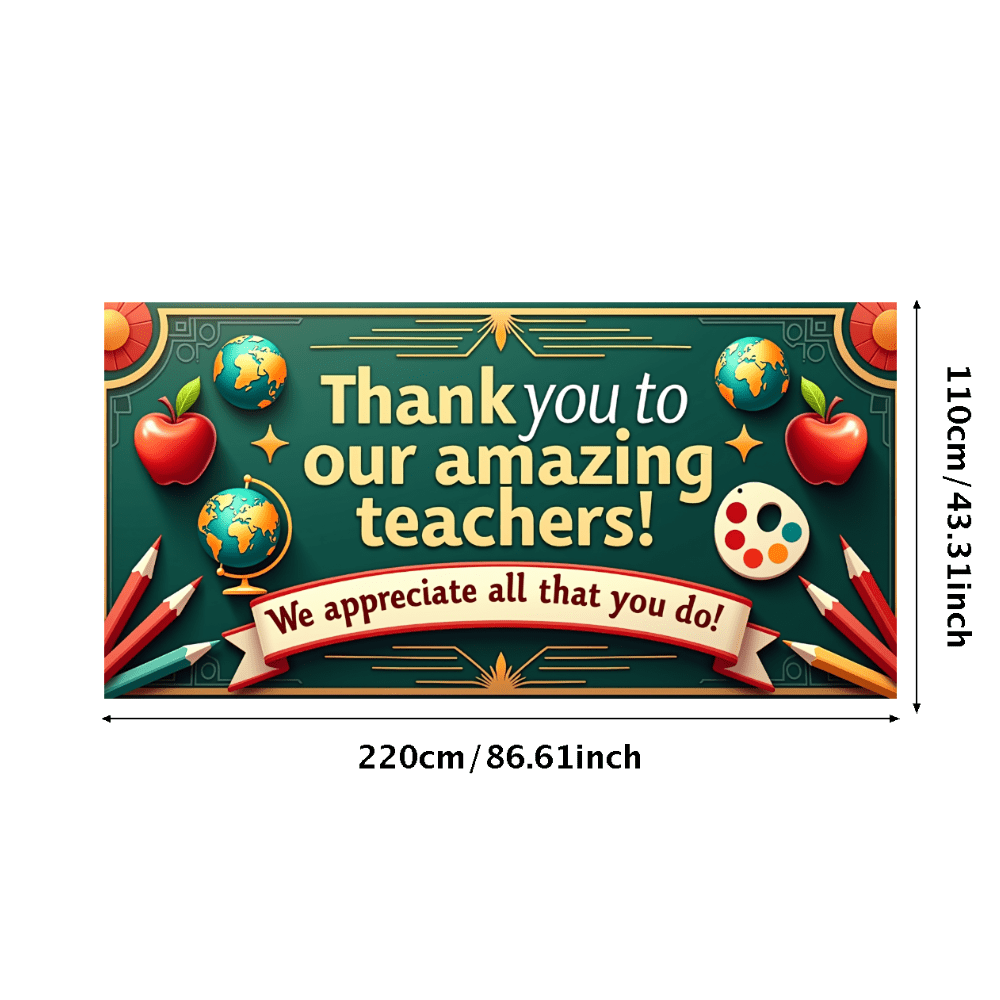 Chalkboard Style Thank You Teachers Banner with School Elements ...