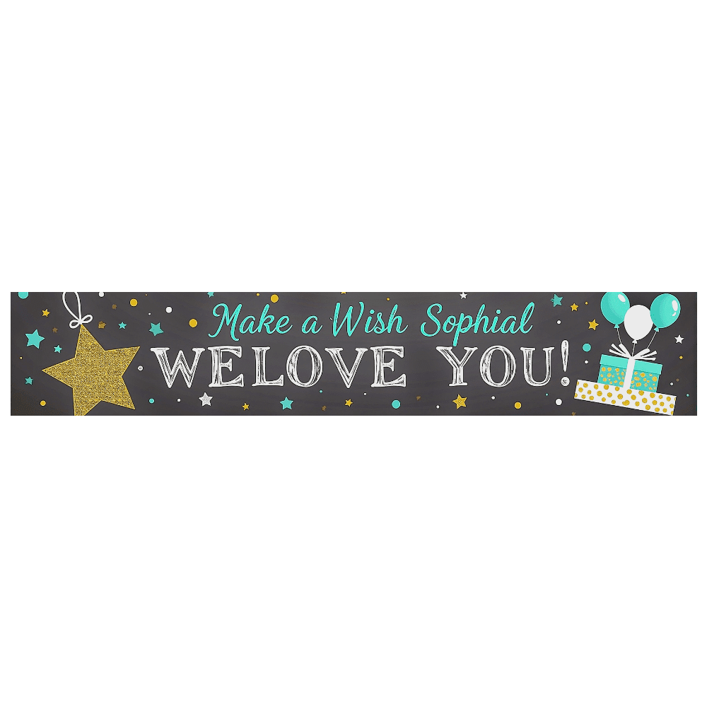 Chalkboard Style Wish You Banner with Star Balloon Elements Party ...