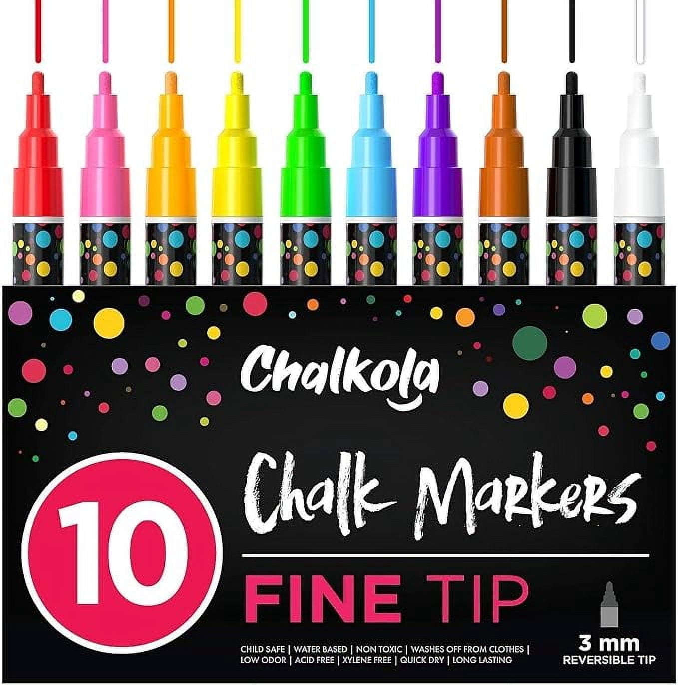 Chalkola 10 Fine Tip Liquid Chalk Markers for Chalkboard Signs ...