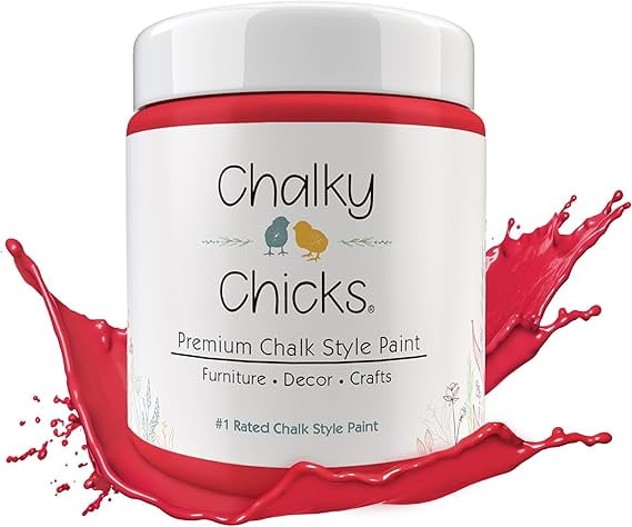 Chalky Chicks 4 Fl Oz Matte Poppy (Deep Red-Pink) Chalk Paint for ...