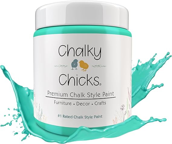 Chalky Chicks 8 Fl Oz Matte Cenote (Teal Blue) Chalk Paint for ...