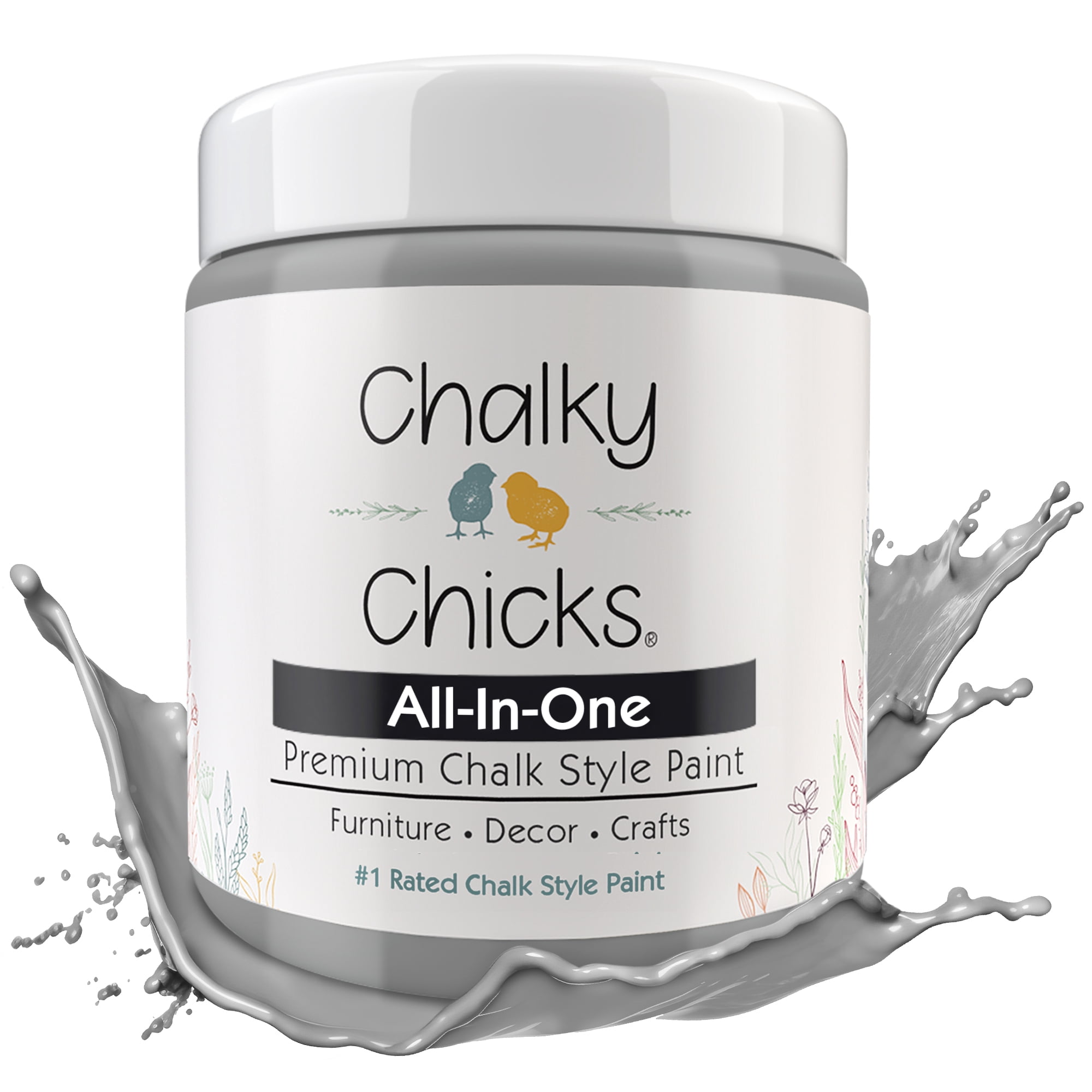 Chalky Chicks 8 Fl Oz Matte Mad Cloud (Light Gray) Chalk Paint for ...
