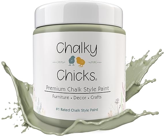 Chalky Chicks 8 Fl Oz Matte Mountain Green (Sage Green) Chalk Paint for ...