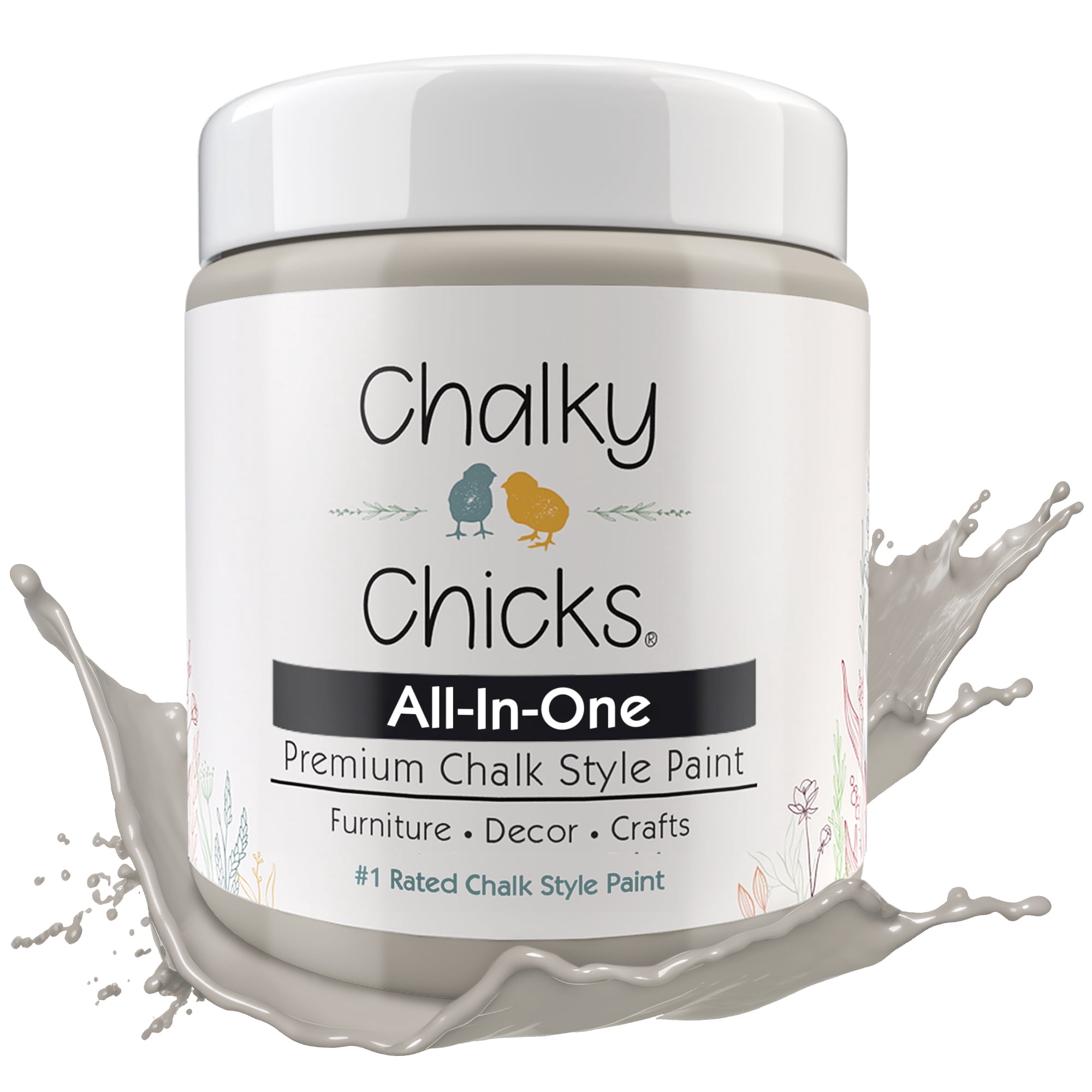 Chalky Chicks 8 Fl Oz Matte Wolf Gray (Gray/Beige) Chalk Paint for ...